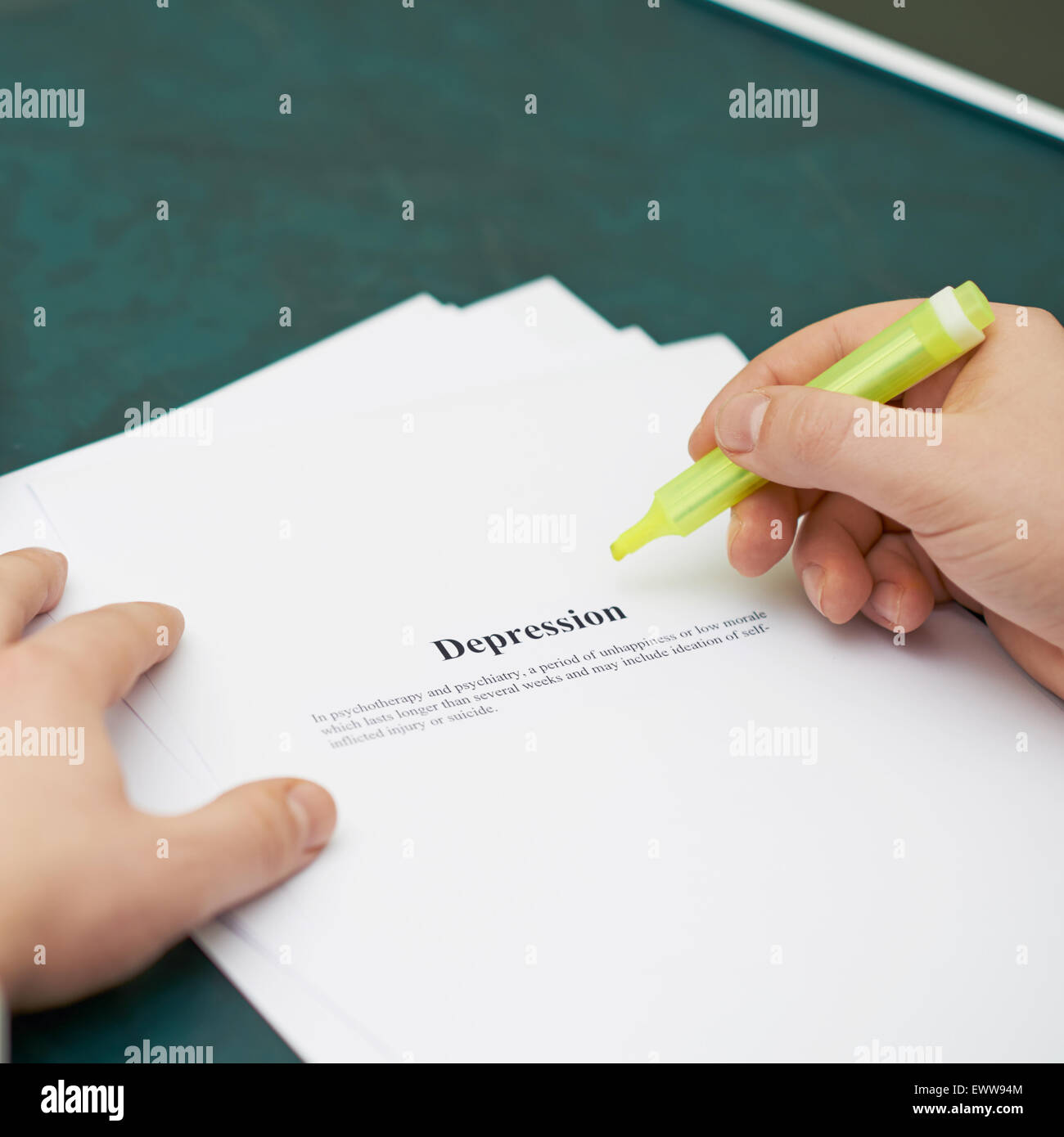 Marking words in a depression definition Stock Photo - Alamy