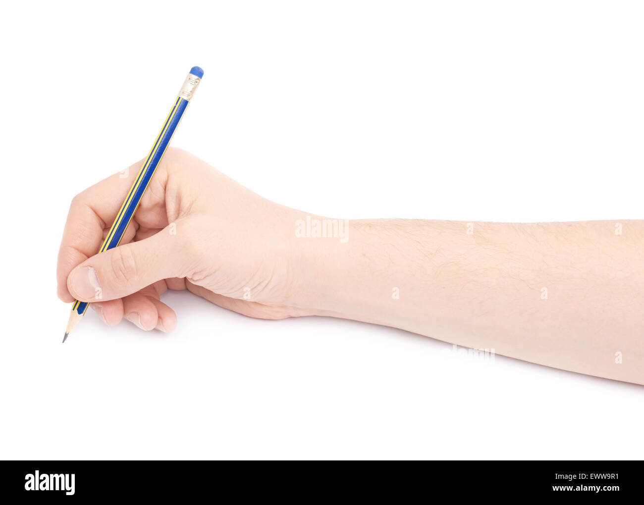 Male hand holding a pencil Stock Photo - Alamy