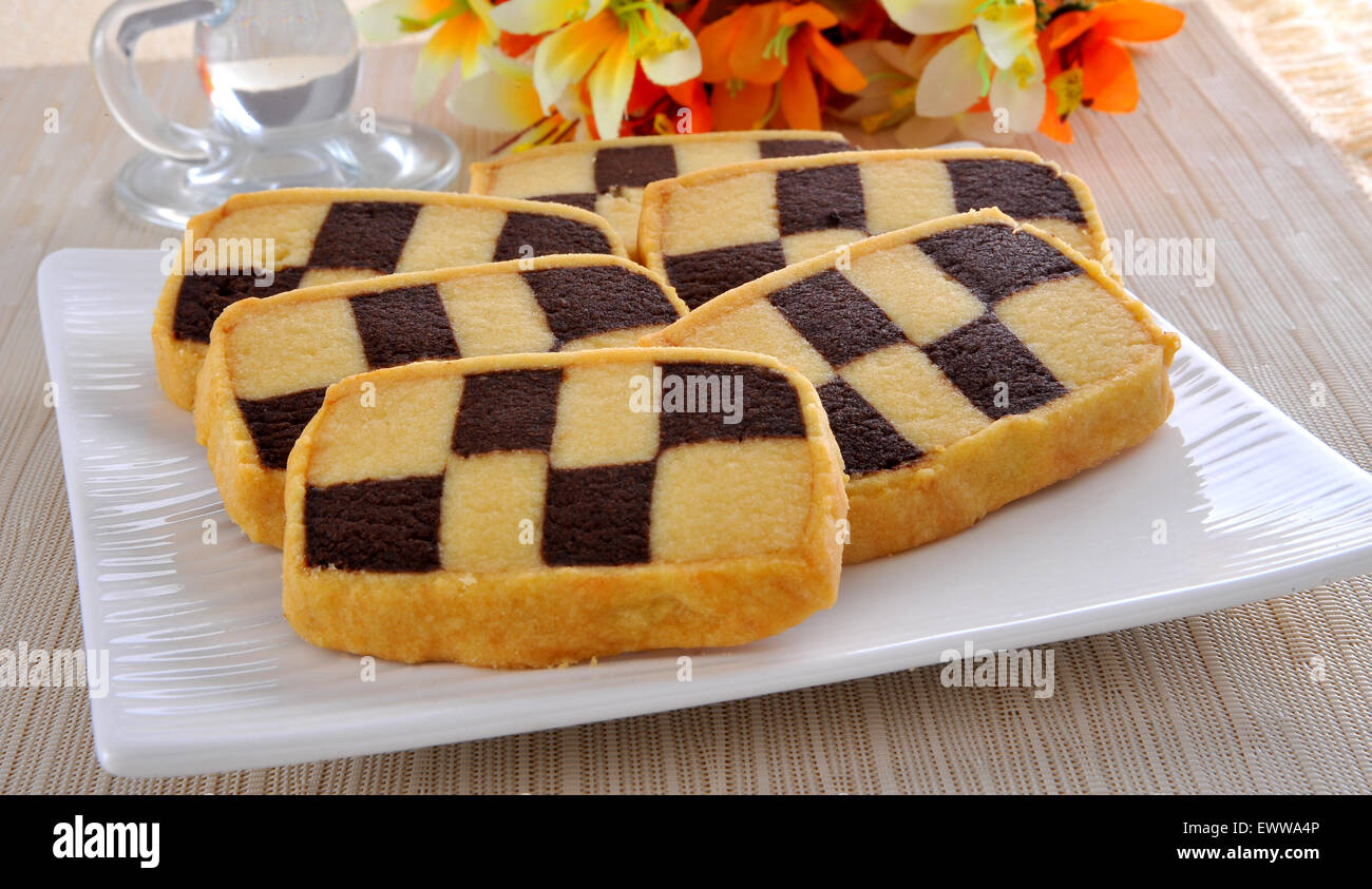 Chocolate Check Shortbread Cookies Stock Photo - Alamy