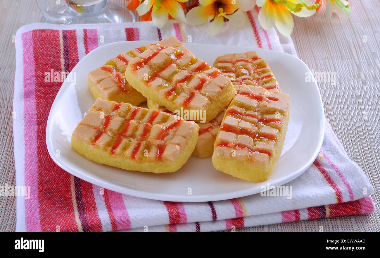 Glazed Biscuits in White Plate Stock Photo - Alamy