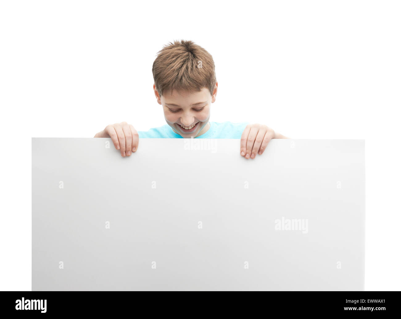 Happy young boy with a sheet of paper Stock Photo - Alamy
