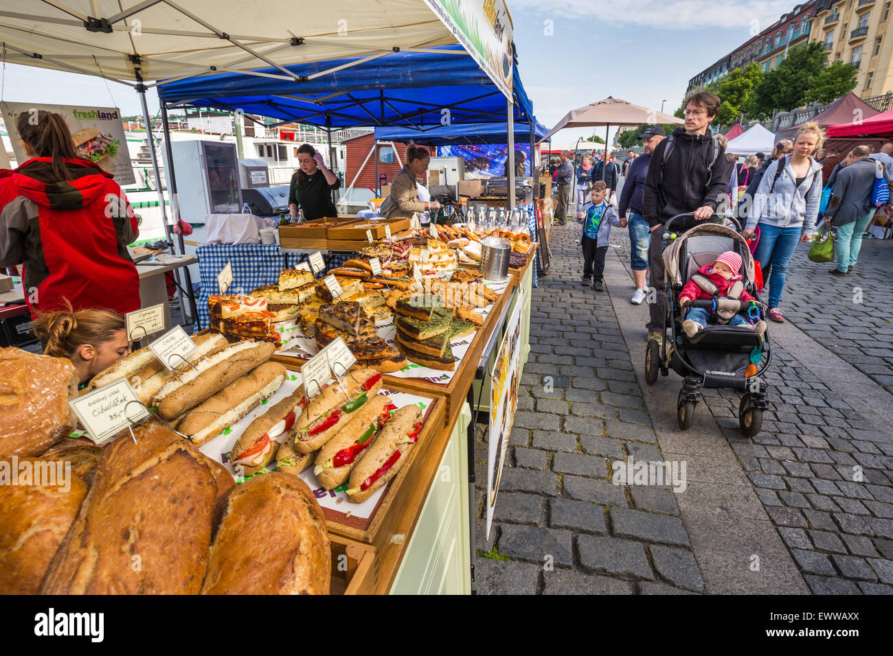 Prague street market on the embankment of river Vltava, Prague, Czech ...