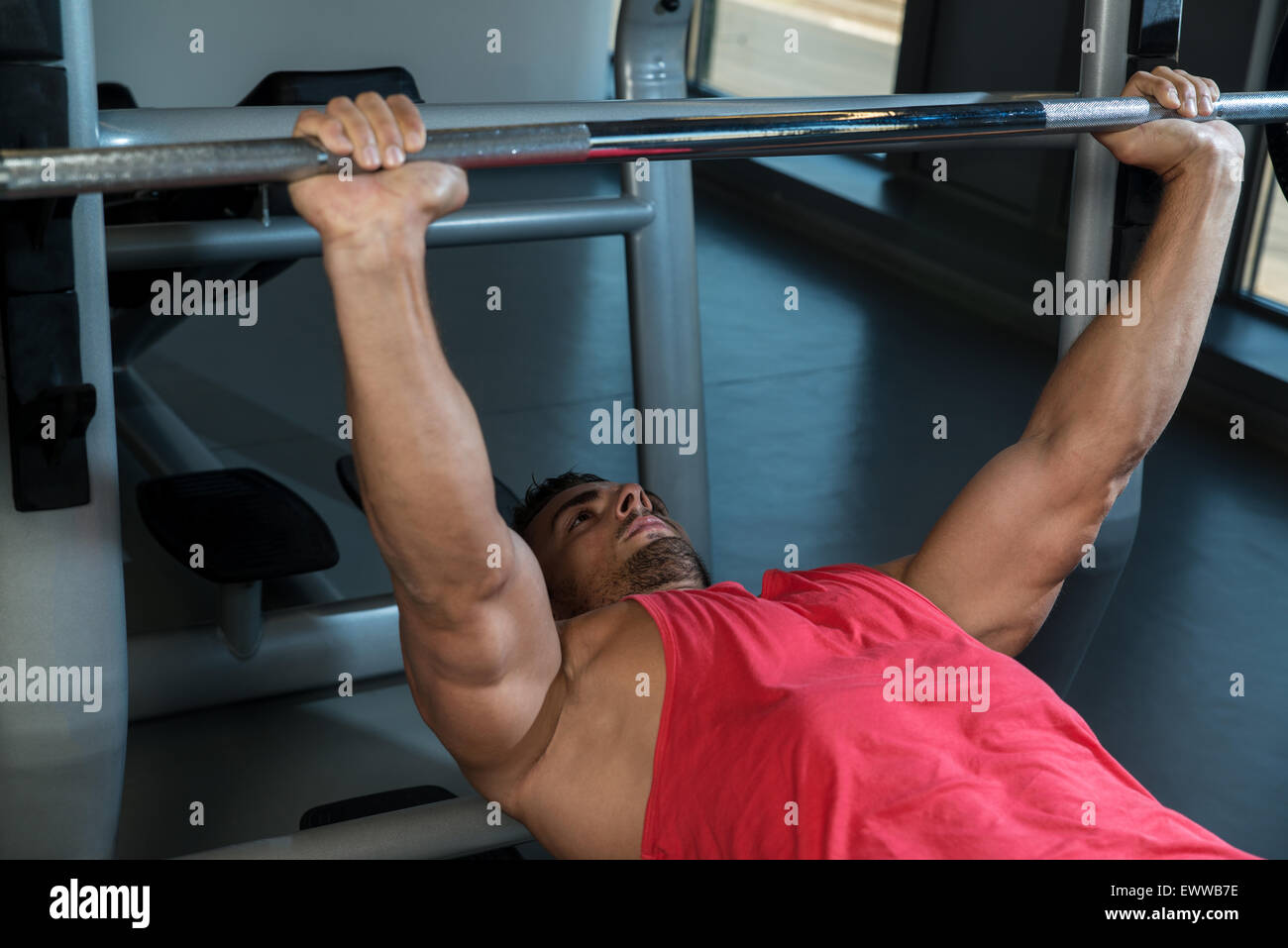 Weightlifter On Benchpress Stock Photo - Alamy