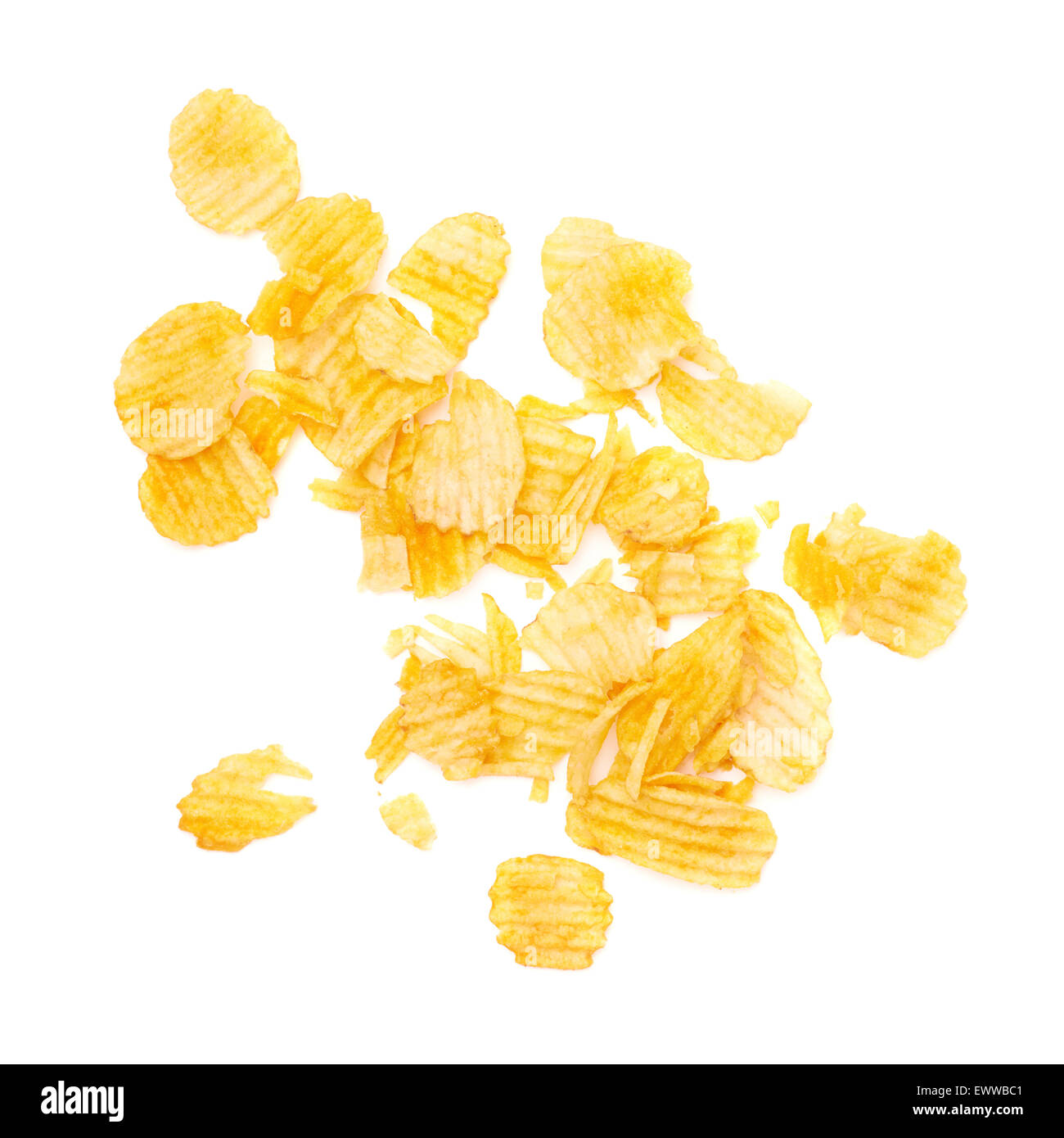 Potato chips crumbs and leftovers isolated Stock Photo - Alamy