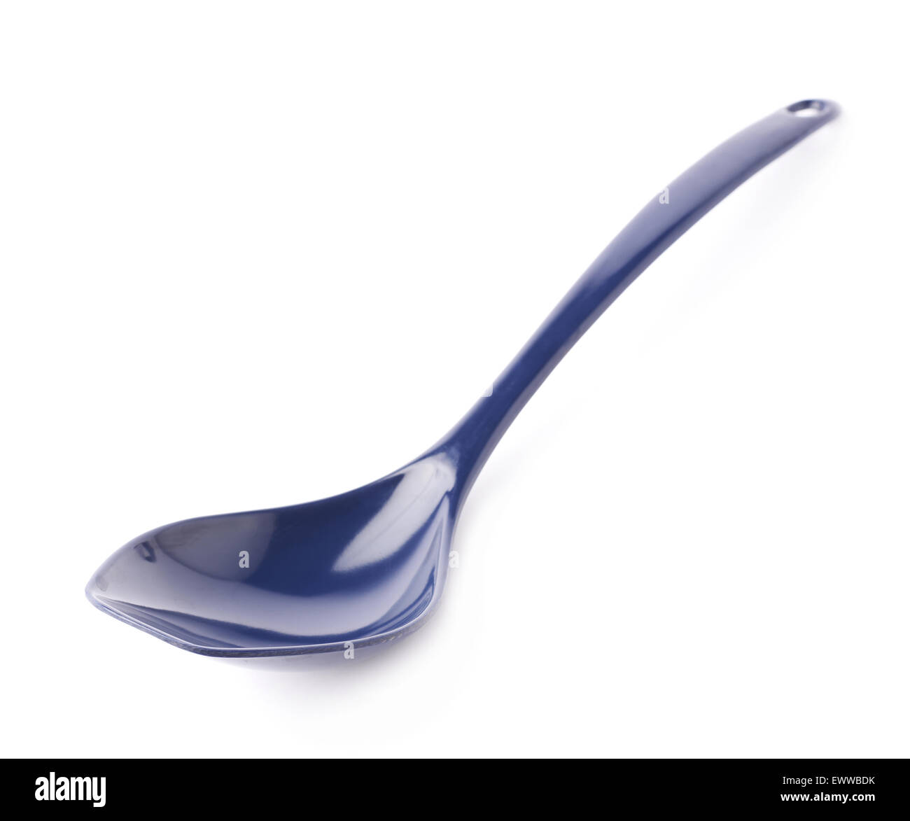 Blue plastic kitchen ladle spoon isolated Stock Photo - Alamy