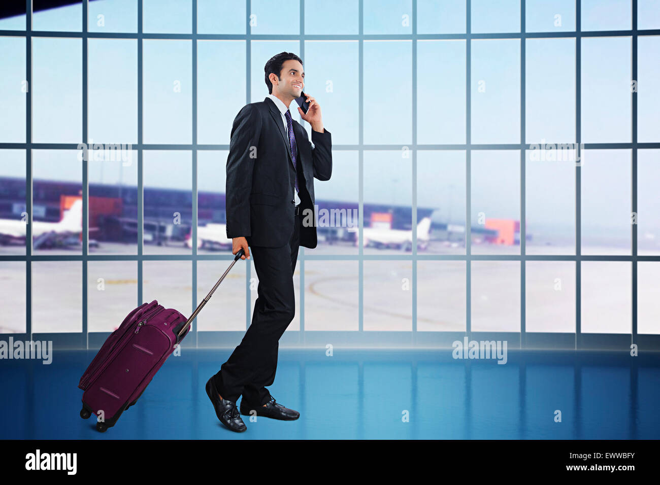 1 indian Business Man Passenger Airport talking Cell Phone Stock Photo ...