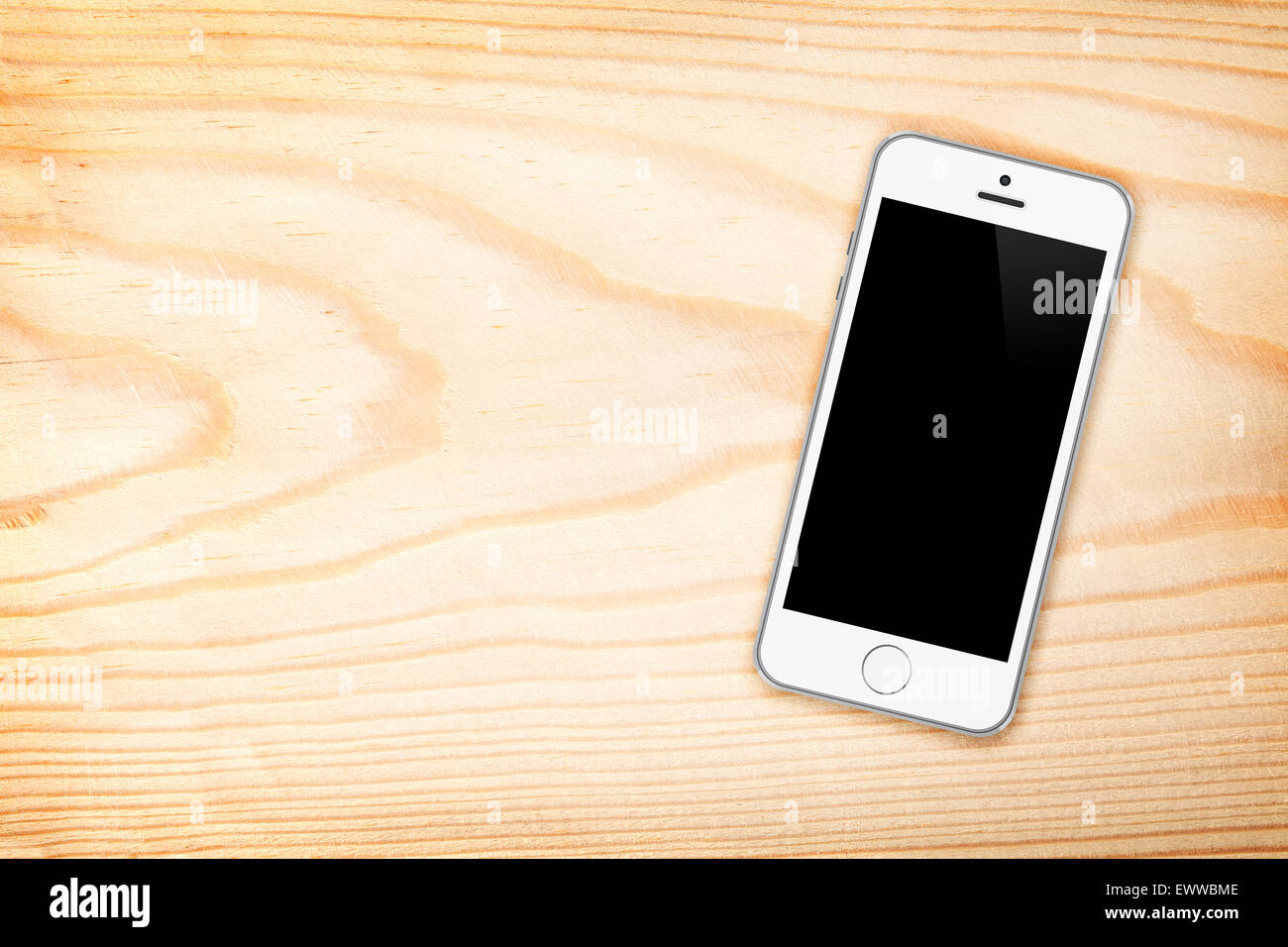Smart phone on wooden table background with copy space Stock Photo - Alamy
