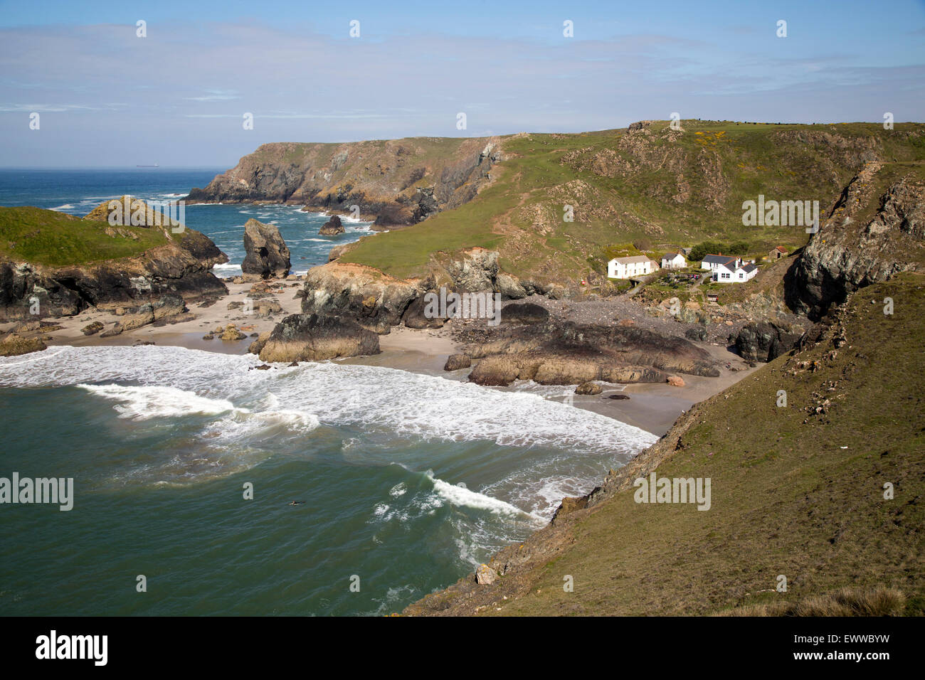 Coastal scenery near Kynance Cove, Lizard Peninsula, Cornwall, England ...