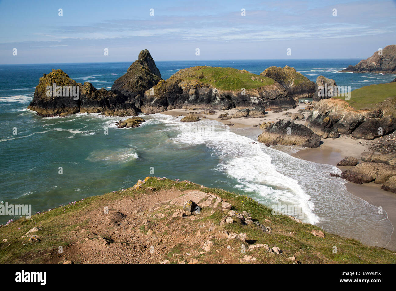 Coastal scenery near Kynance Cove, Lizard Peninsula, Cornwall, England ...