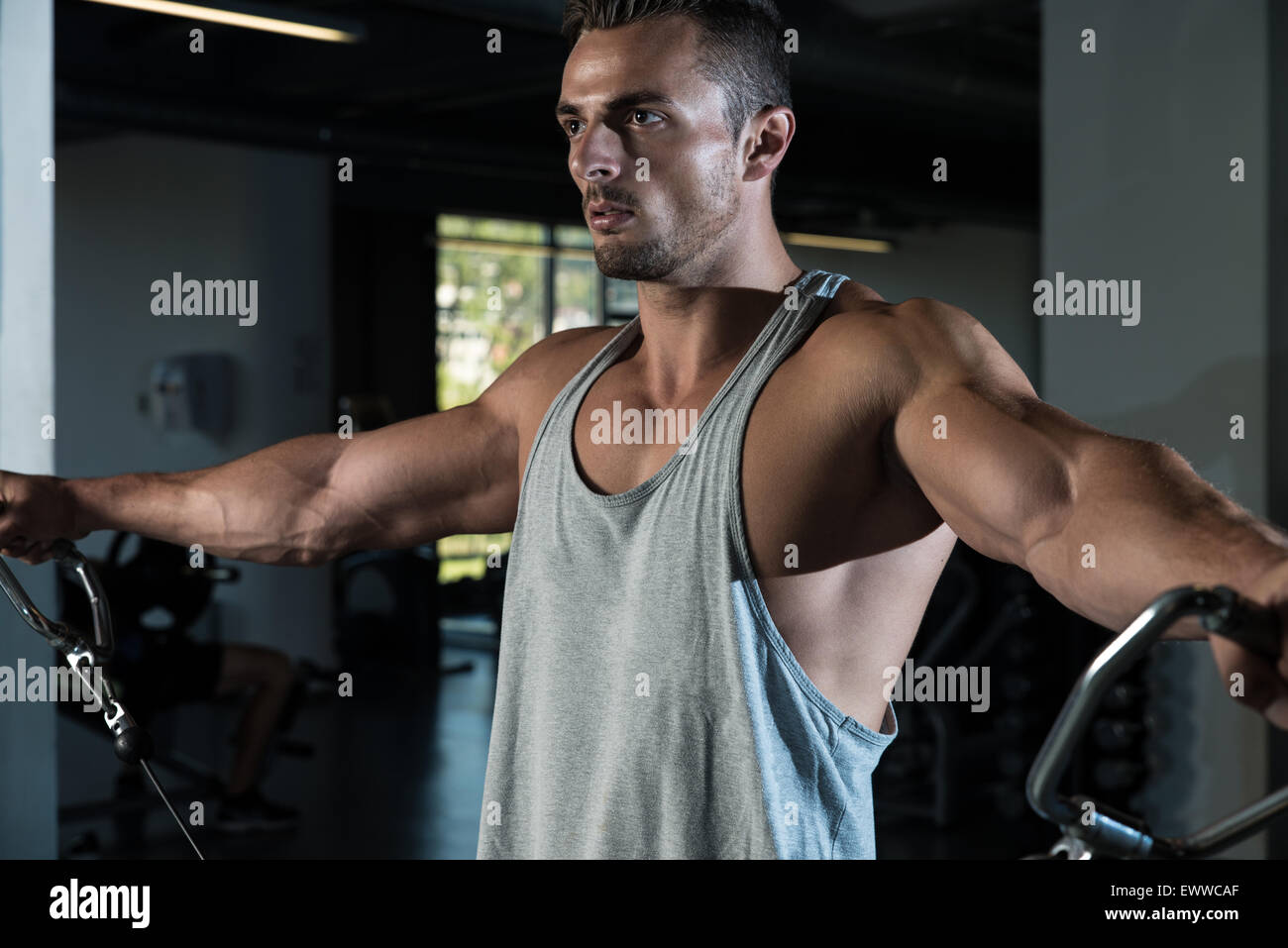 Muscular man gym training forearms hi-res stock photography and images ...