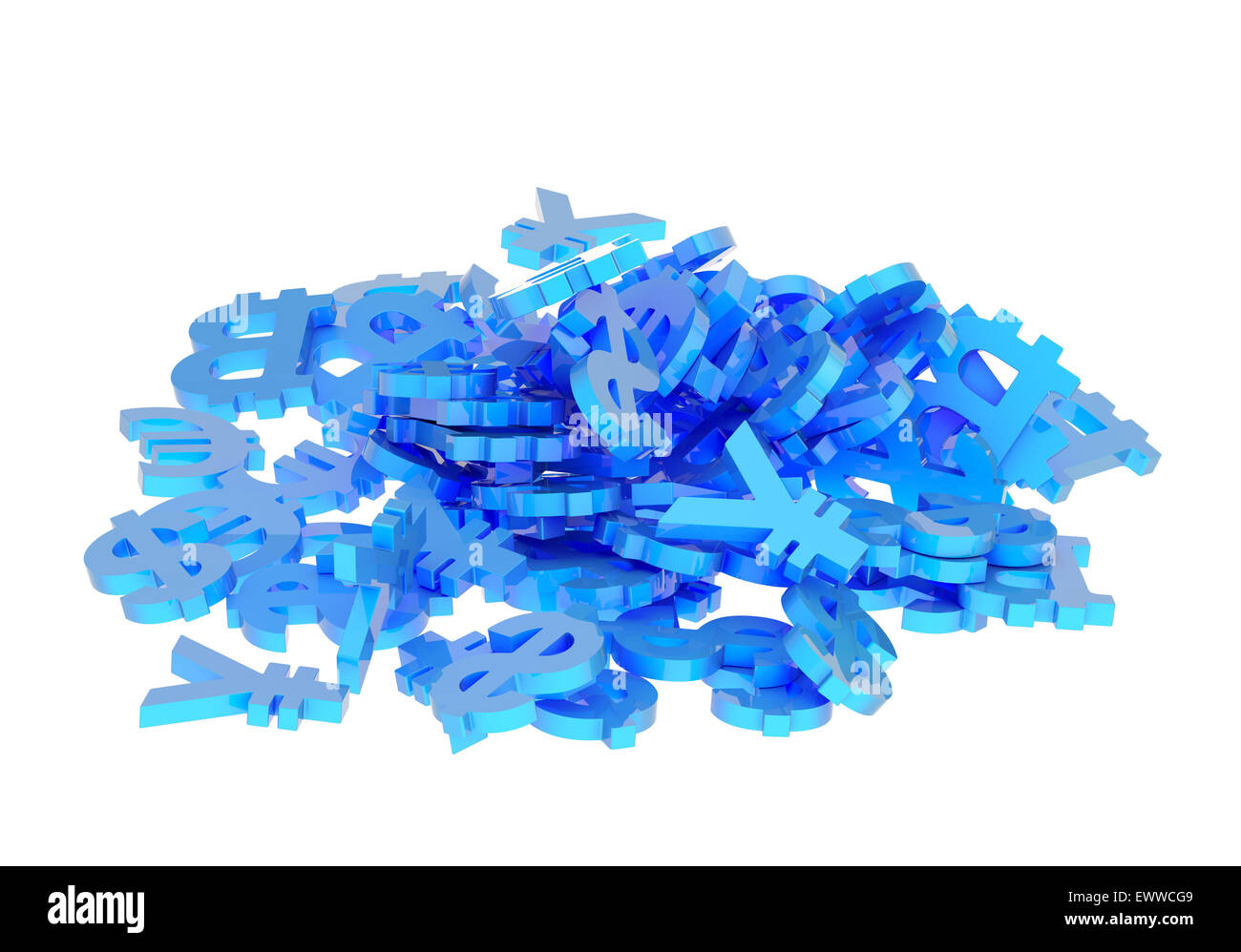 Pile of currency symbols isolated Stock Photo - Alamy