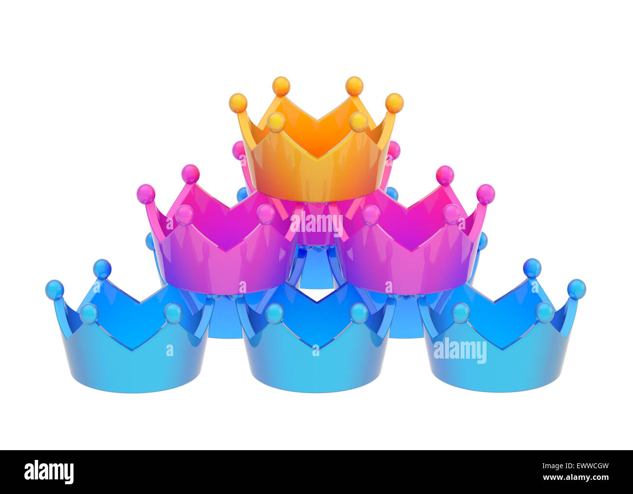 Pyramid pile of crowns isolated Stock Photo - Alamy