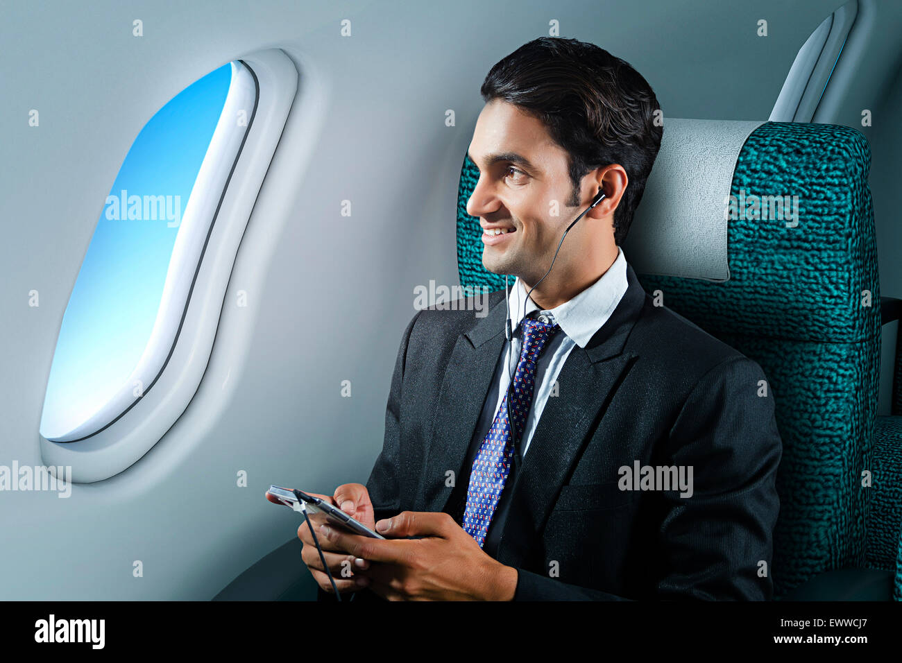 Airplane man earphone hi-res stock photography and images - Alamy