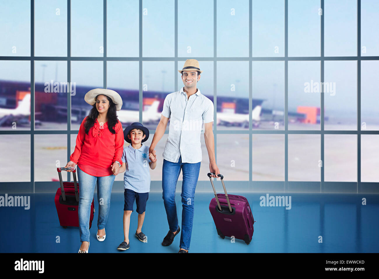indian Parents and son Passenger Airport Preparation Stock Photo - Alamy