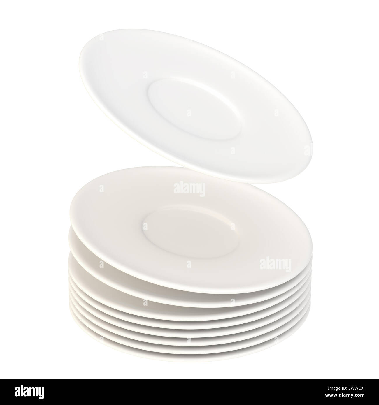 Dynamic pile of ceramic plates isolated Stock Photo - Alamy