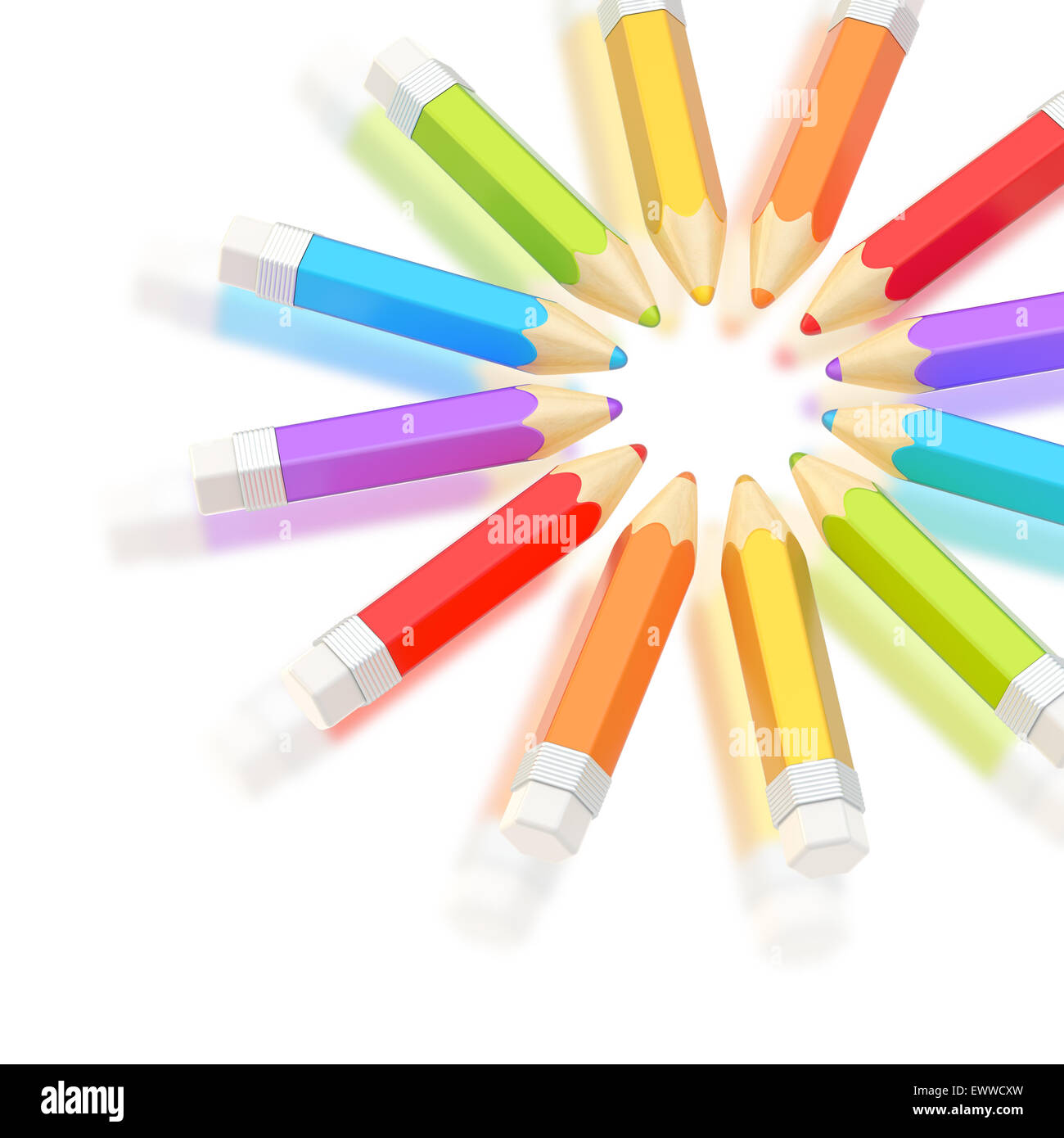 Circle made of pencils isolated Stock Photo - Alamy