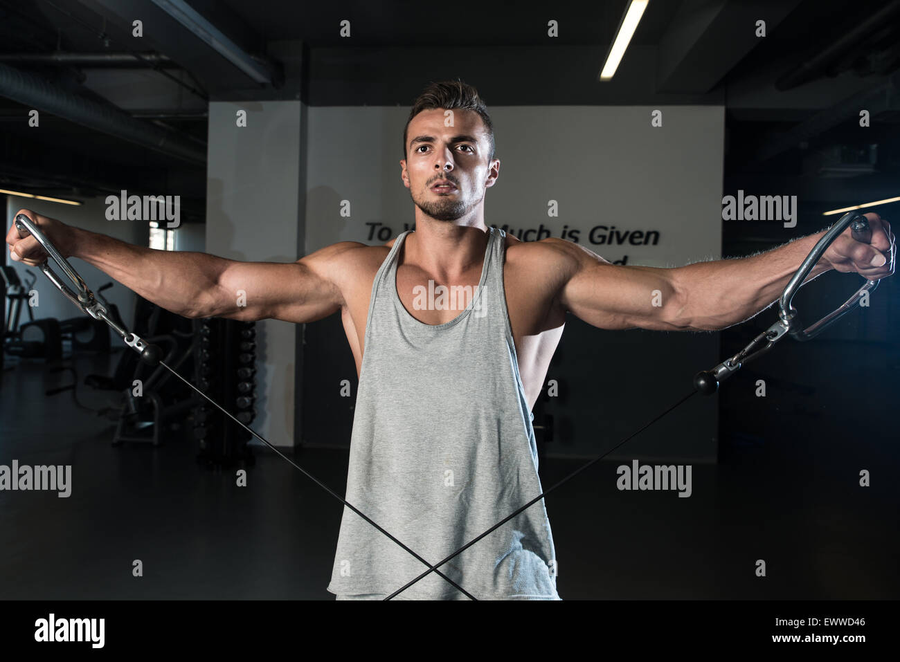 Shoulders Cable Lateral Raise Workout Stock Photo - Alamy