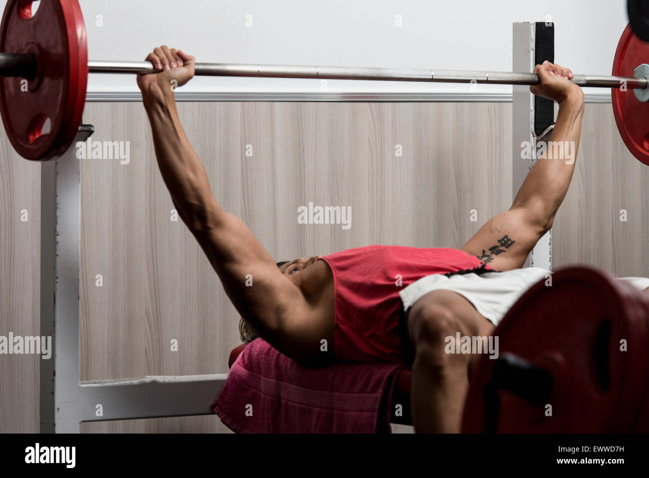 Weightlifter On Benchpress Stock Photo - Alamy