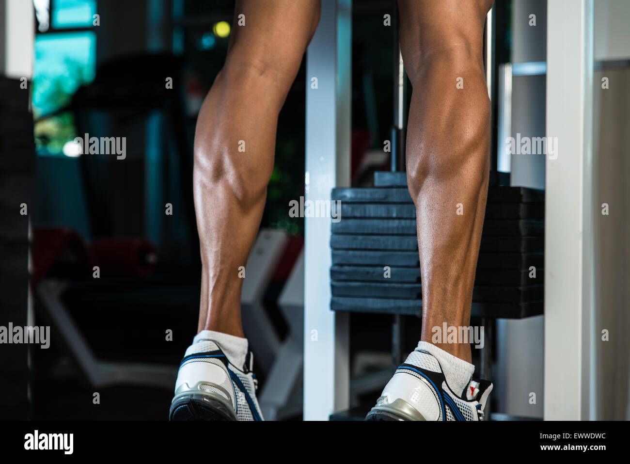 Muscular Man Calves Stock Photo - Alamy