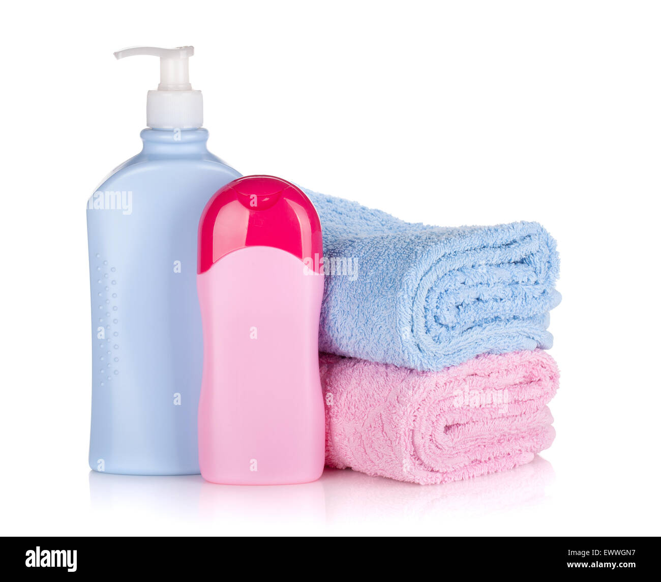 Towels shower gel on Cut Out Stock Images & Pictures - Alamy