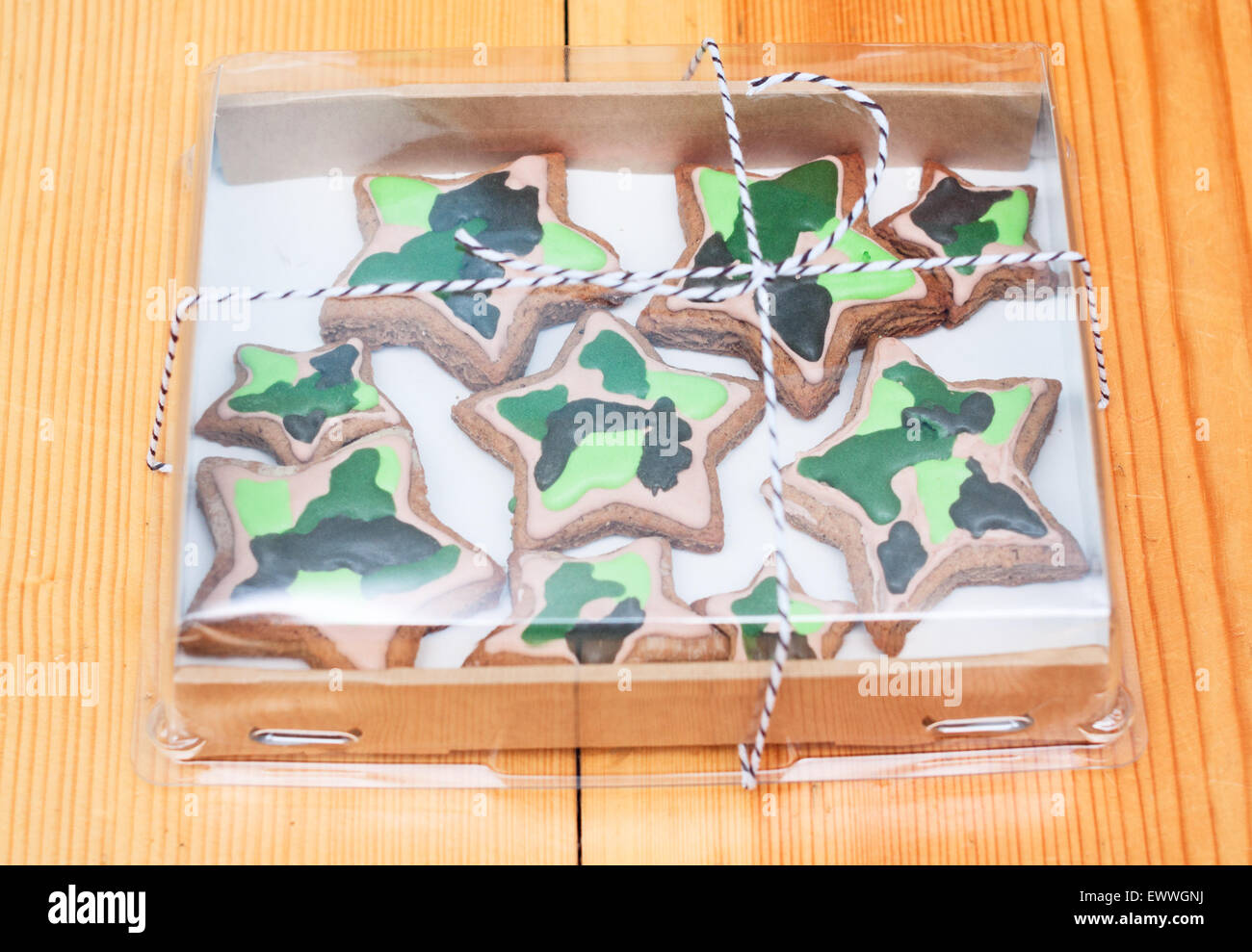 Handmade biscuits in the shape of stars, packed in a box Stock Photo ...