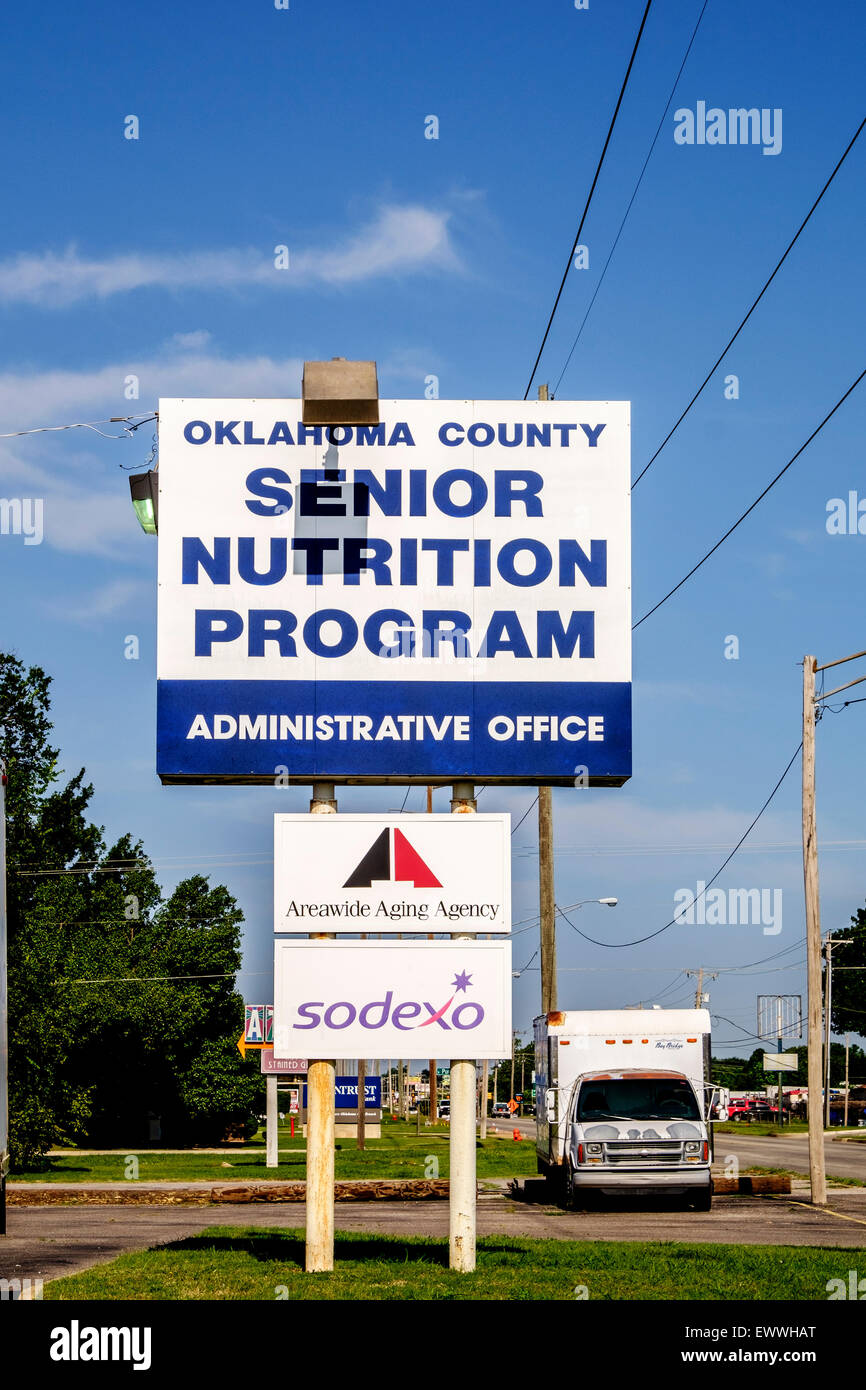 a pole sign advertising Oklahoma County Senior Nutrition Program in ...