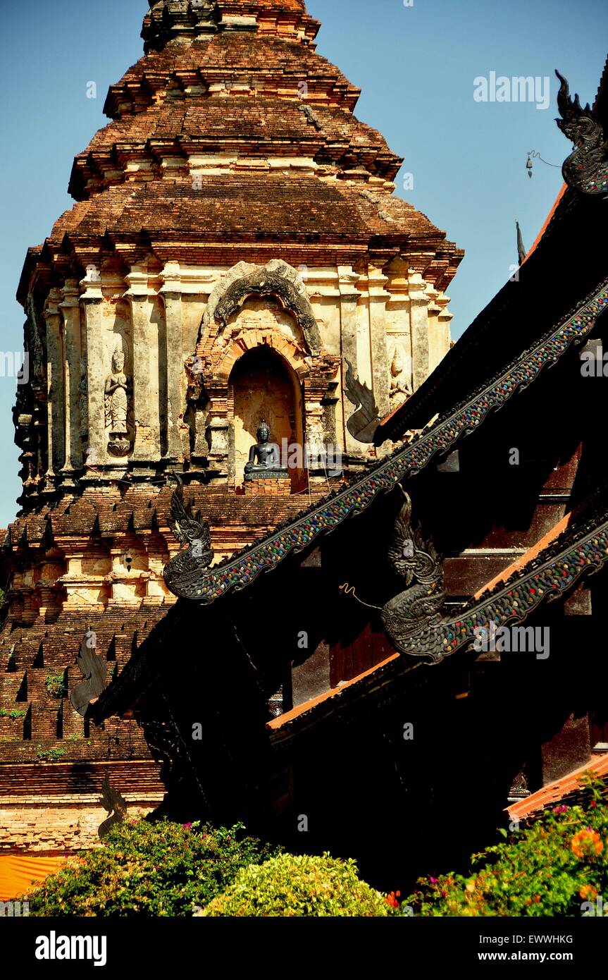 Chiang Mai, Thailand: Centuries-old great brick and stone Chedi with ...