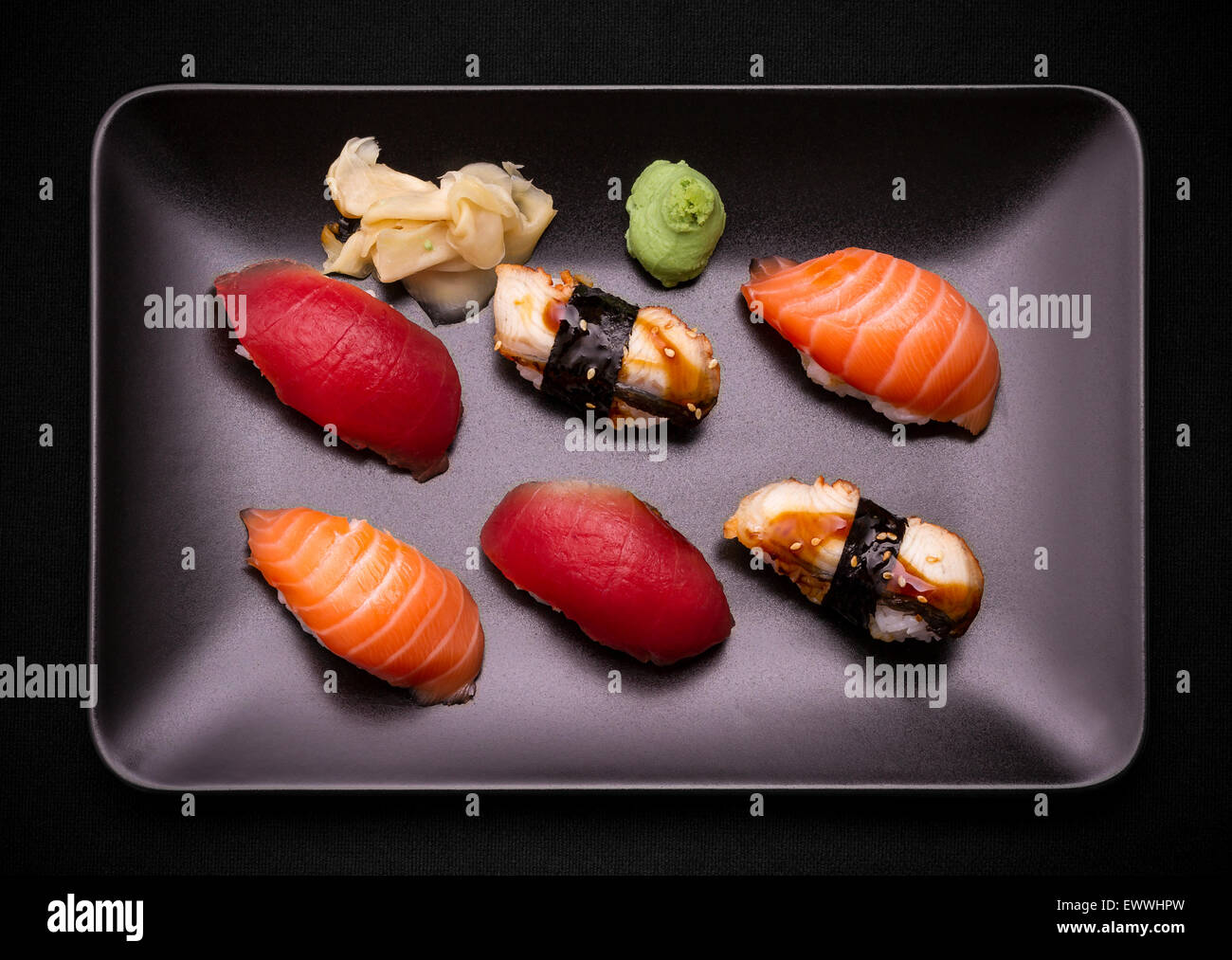 Top view roll salmon hi-res stock photography and images - Alamy