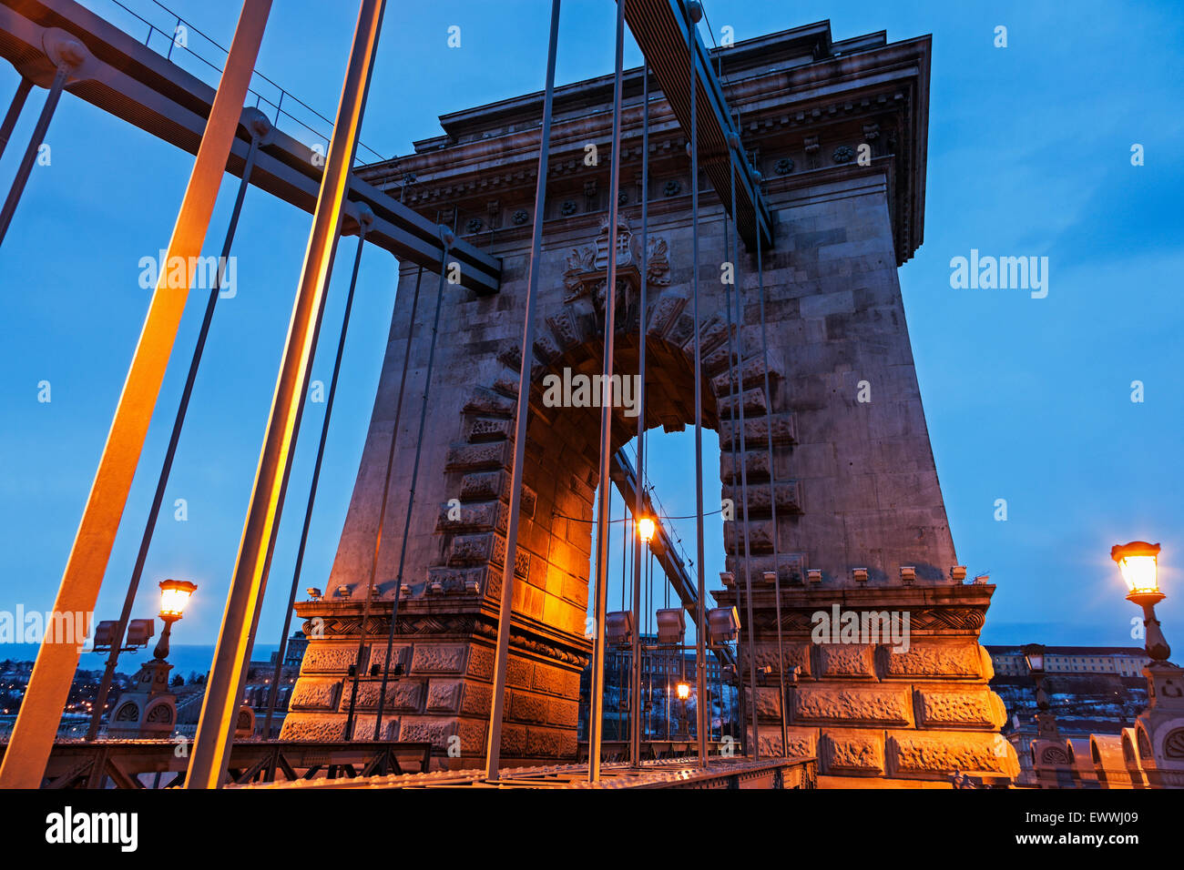 Chain bridge during the sunrise Stock Photo - Alamy