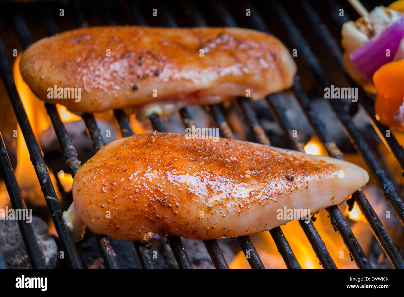 BBQ Barbecue Chicken on Grill Stock Photo - Alamy