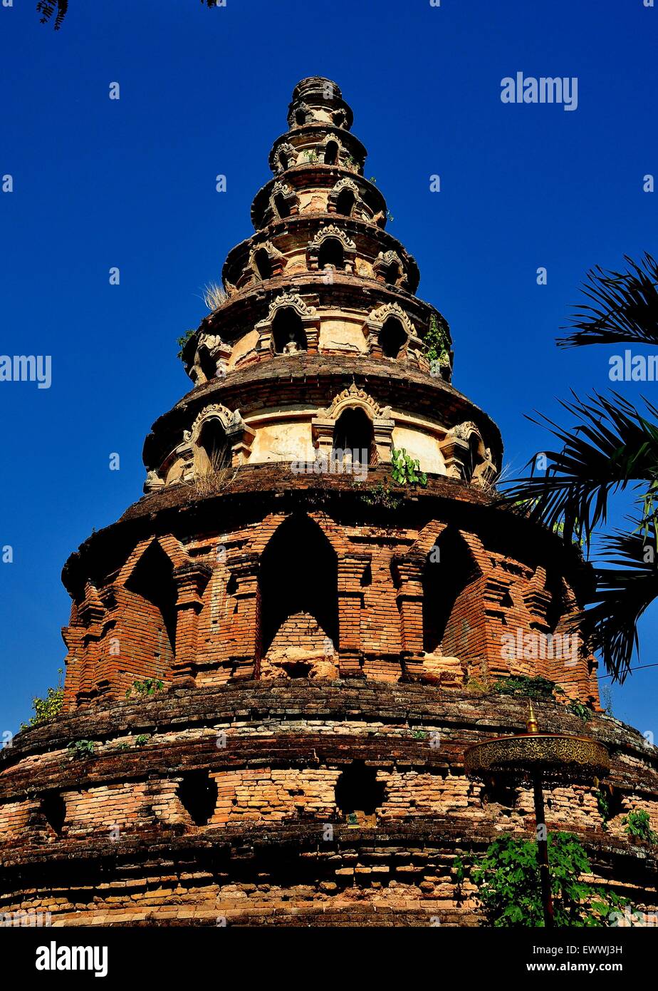 Chiang Mai, Thailand: Centuries-old seven-story brick Chedi with Buddha ...