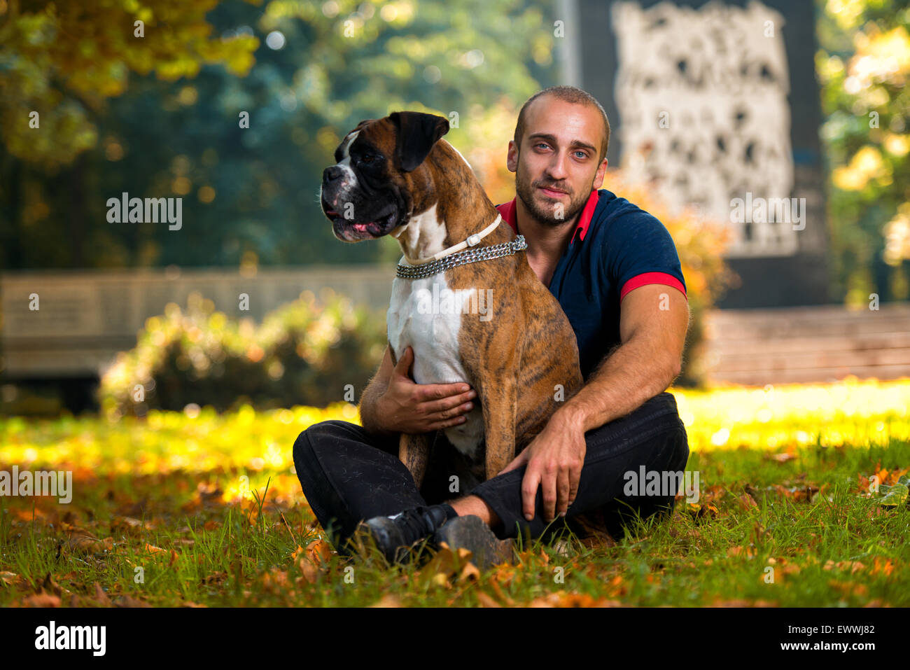 Man And Dog Outdoor Stock Photo - Alamy