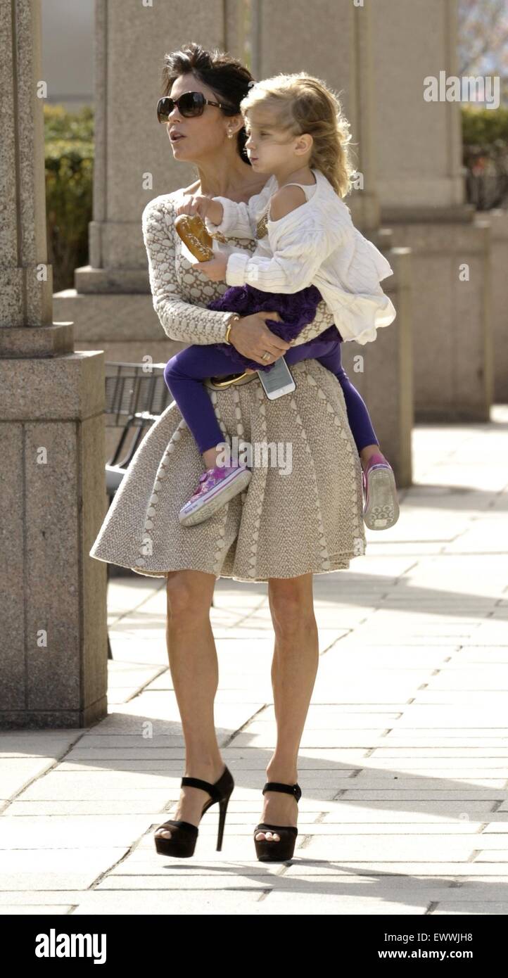 Bethenny Frankel and her daughter Bryn spend time in a local park on a ...