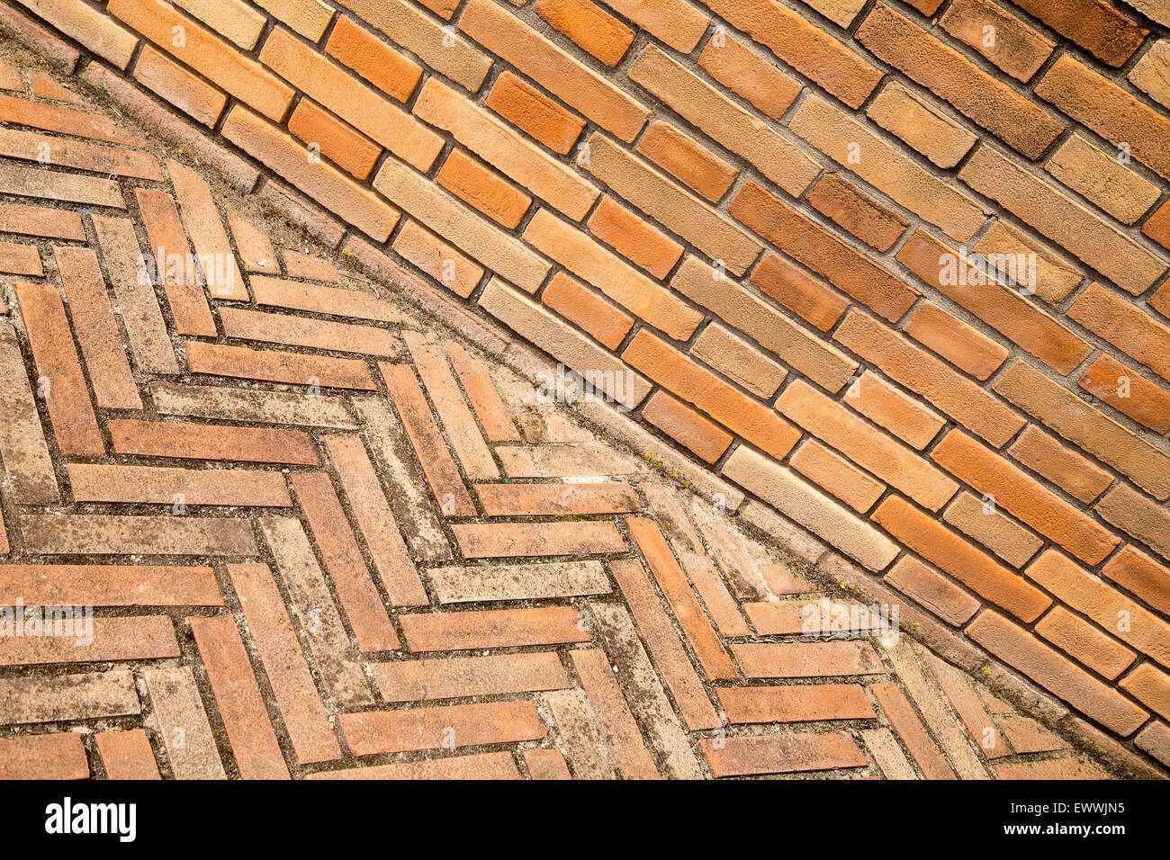Red brick background texture with various geometric shapes Stock Photo ...