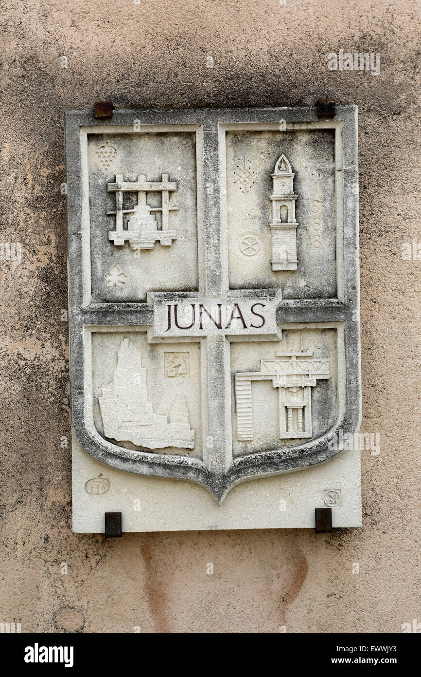 The coat of arms of Junas, France. The commune is located in Languedoc ...