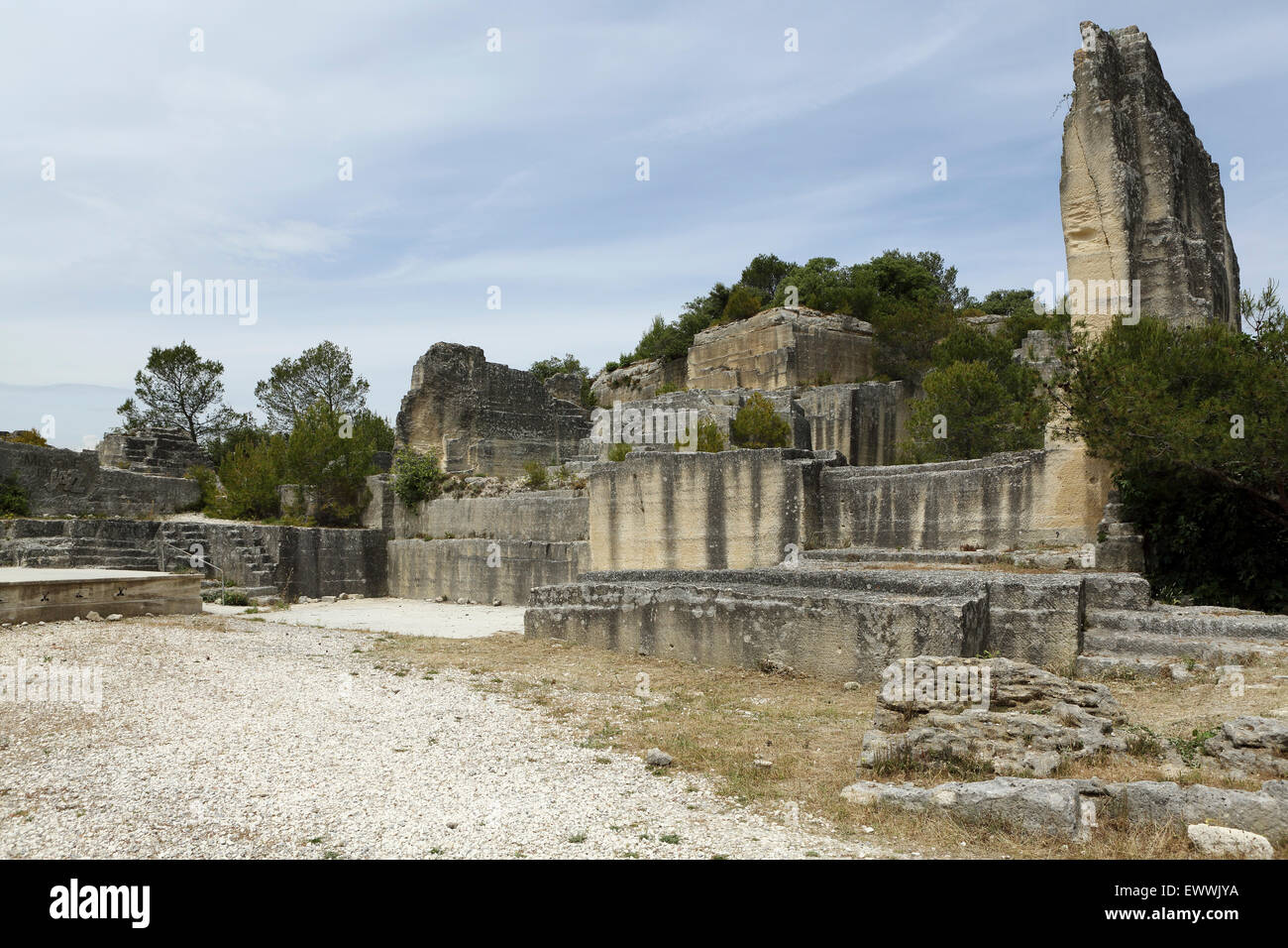 The limestone quarry in Junas, France. The quarry was worked from ...