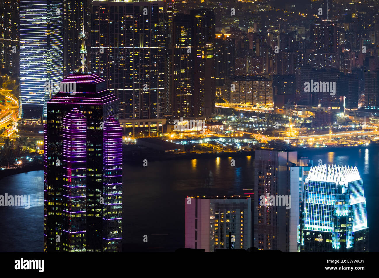 Night aerial view panorama of Hong Kong skyline Stock Photo - Alamy