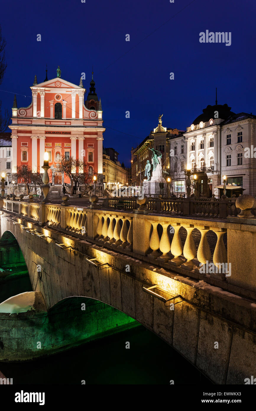 Triple Bridge in Ljubljana Stock Photo - Alamy