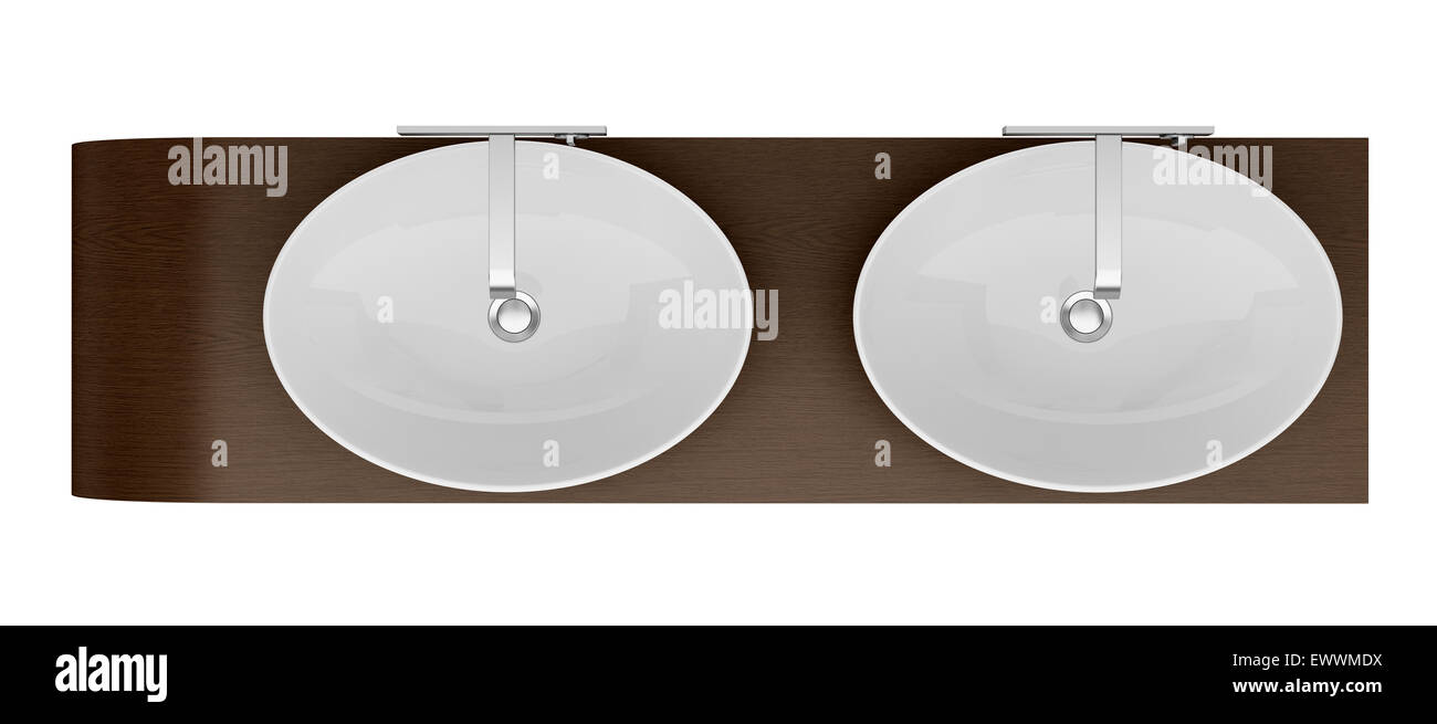 top view of modern bathroom sink isolated on white background Stock ...