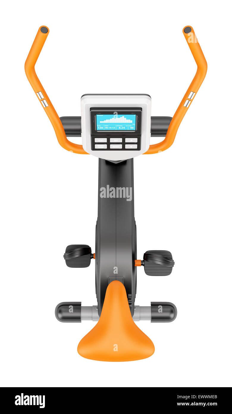 top view of stationary exercise bike isolated on white background Stock ...