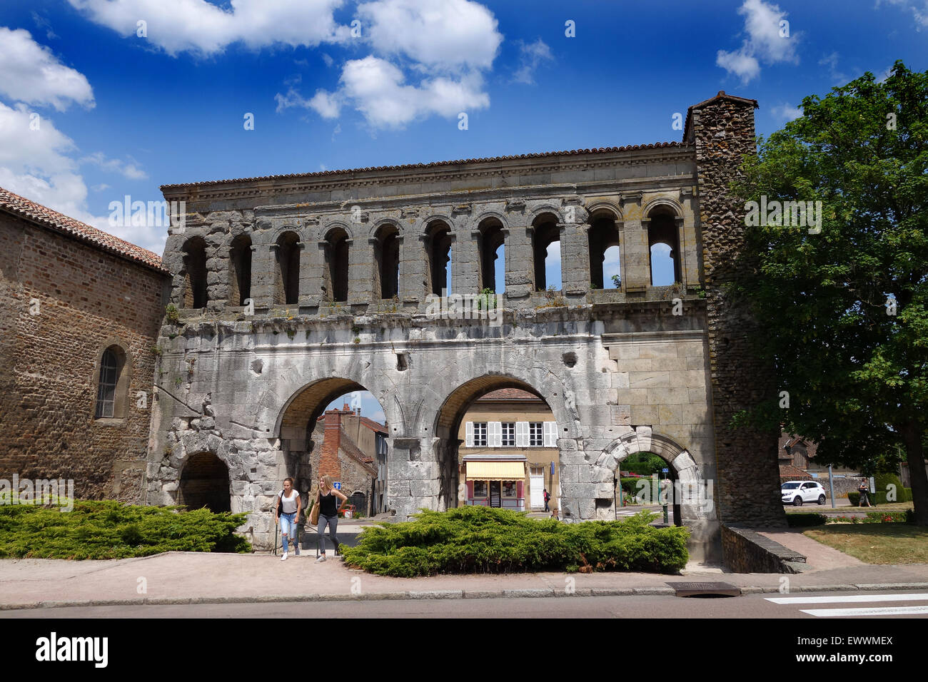 Autun Gallo-Roman gate of Saint Andre in Burgundy France Stock Photo ...