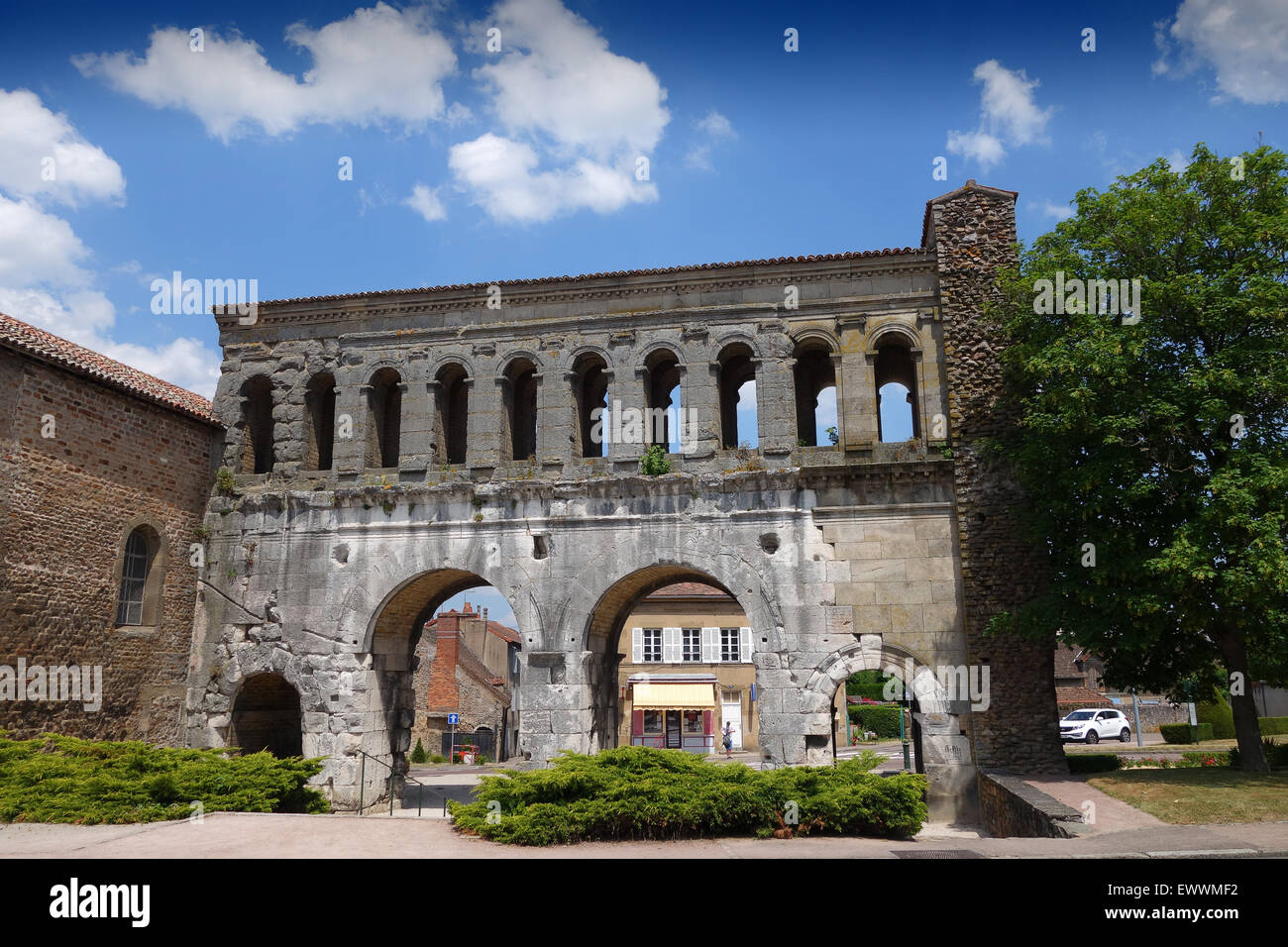 Autun Gallo-Roman gate of Saint Andre in Burgundy France Stock Photo ...