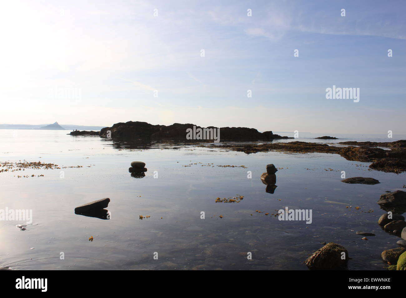 Battery Rocks on a calm tranquil summer day in ealy morning Stock Photo ...