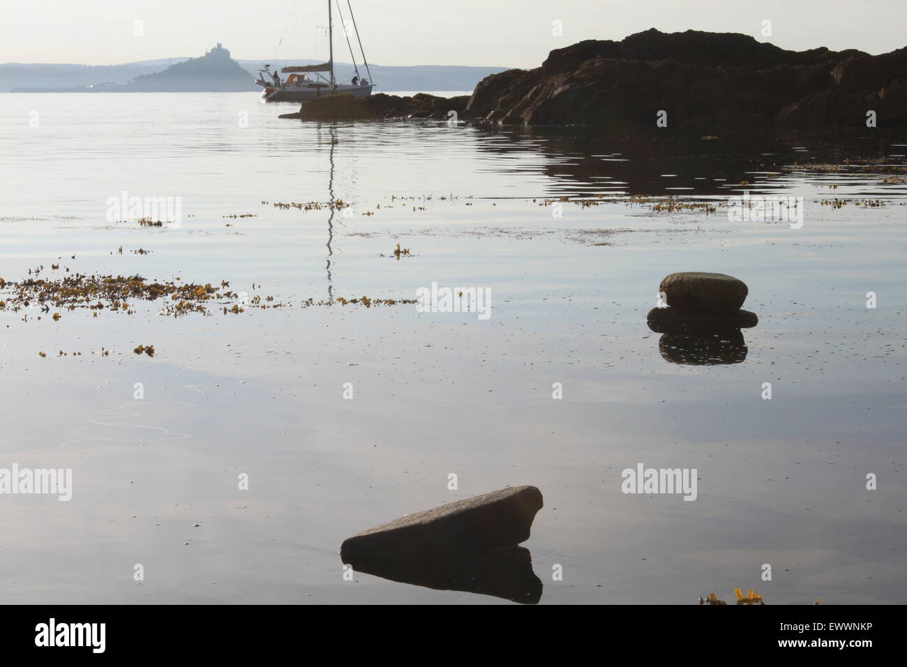 Battery Rocks on a calm tranquil summer day in ealy morning Stock Photo ...