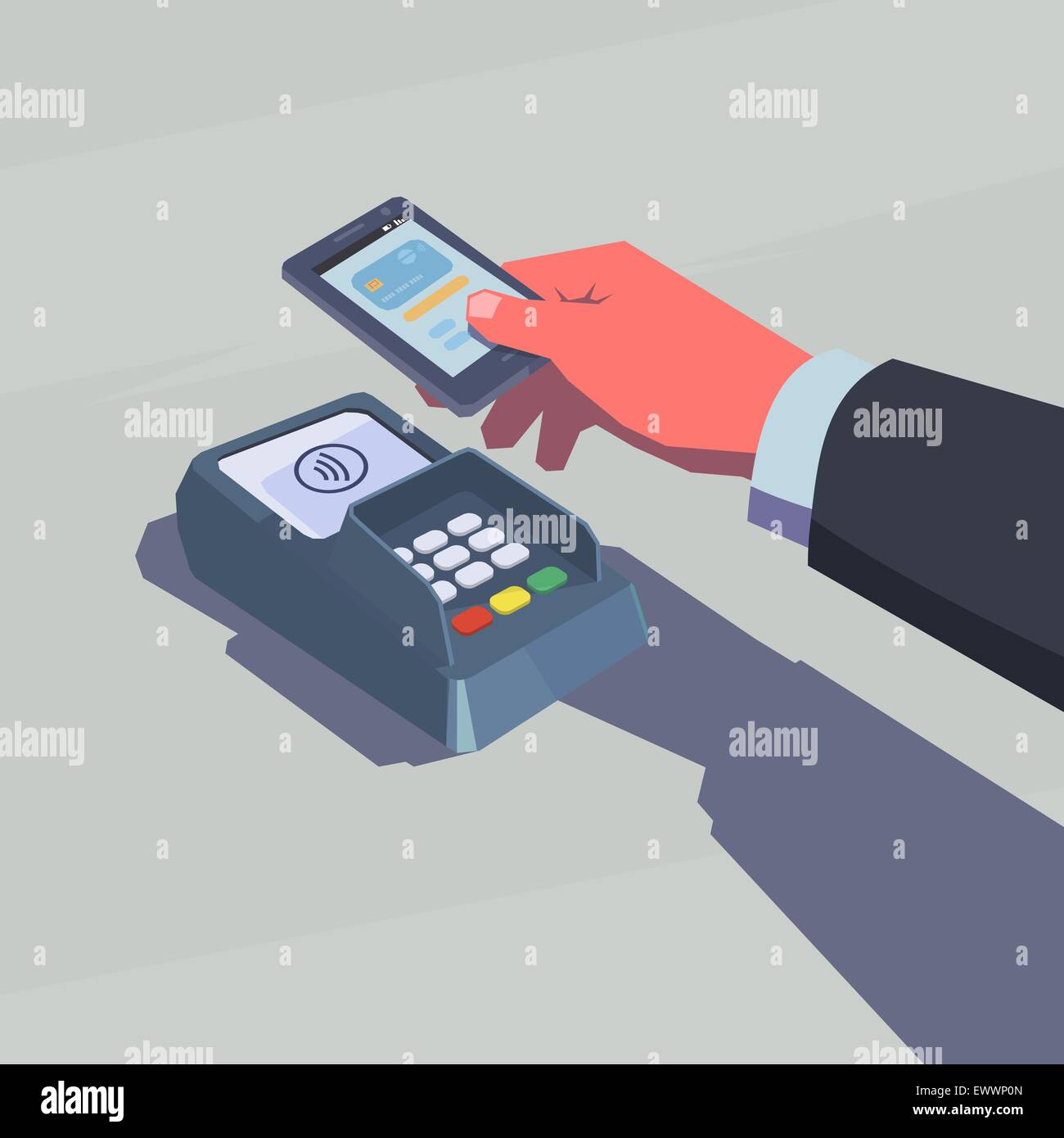 Contactless payment. Male hand holding mobile phone. NFC technology ... Contactless payment. Male hand holding mobile phone. NFC technology ...