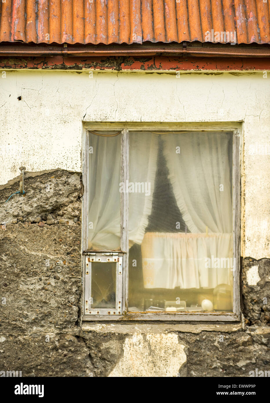 Snaefellsnes Peninsula, Iceland. Rusted roof and house window detail in ...