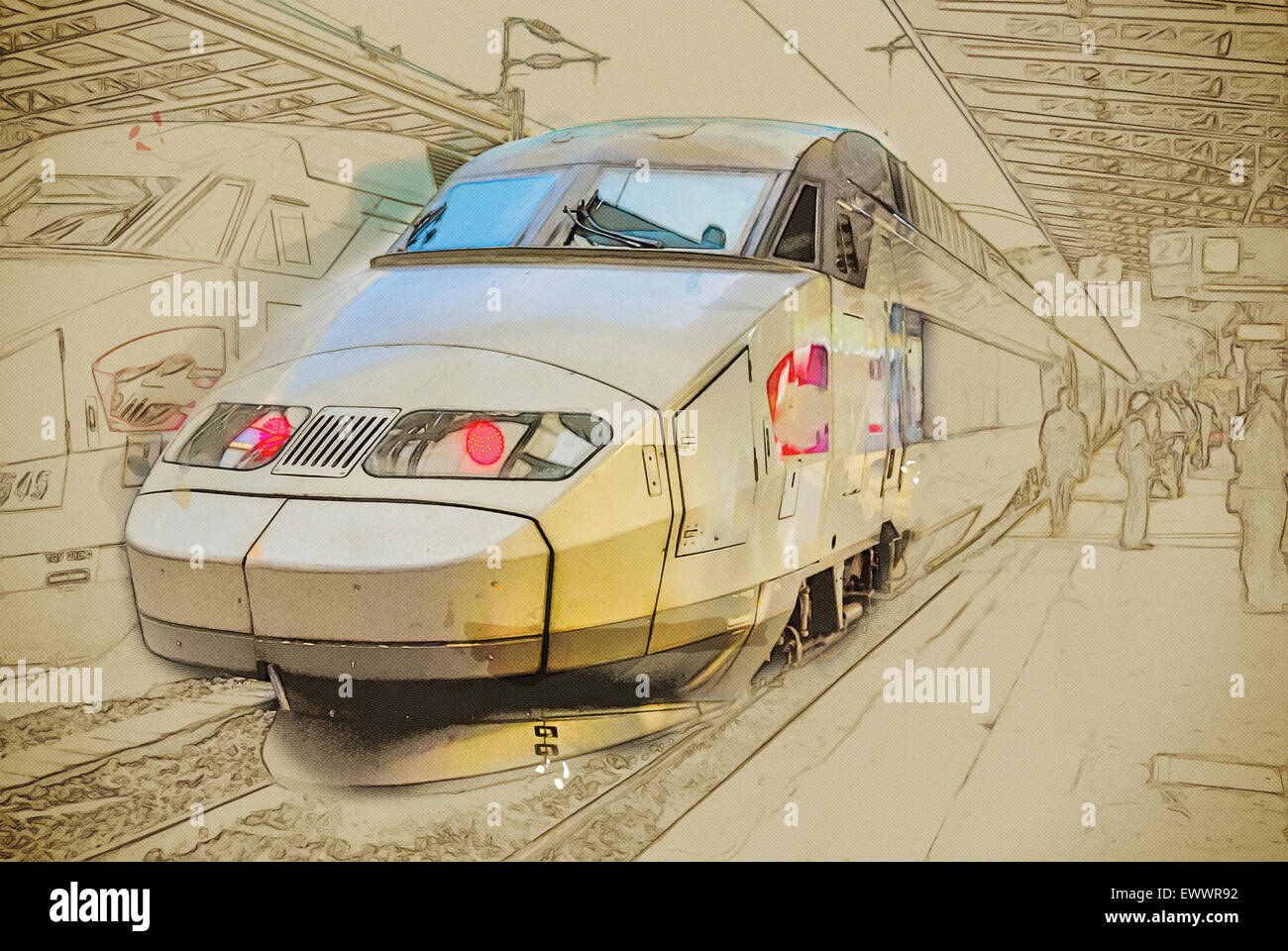 SNCF TGV trains on Northern train station, Gare du Nord Stock Photo - Alamy