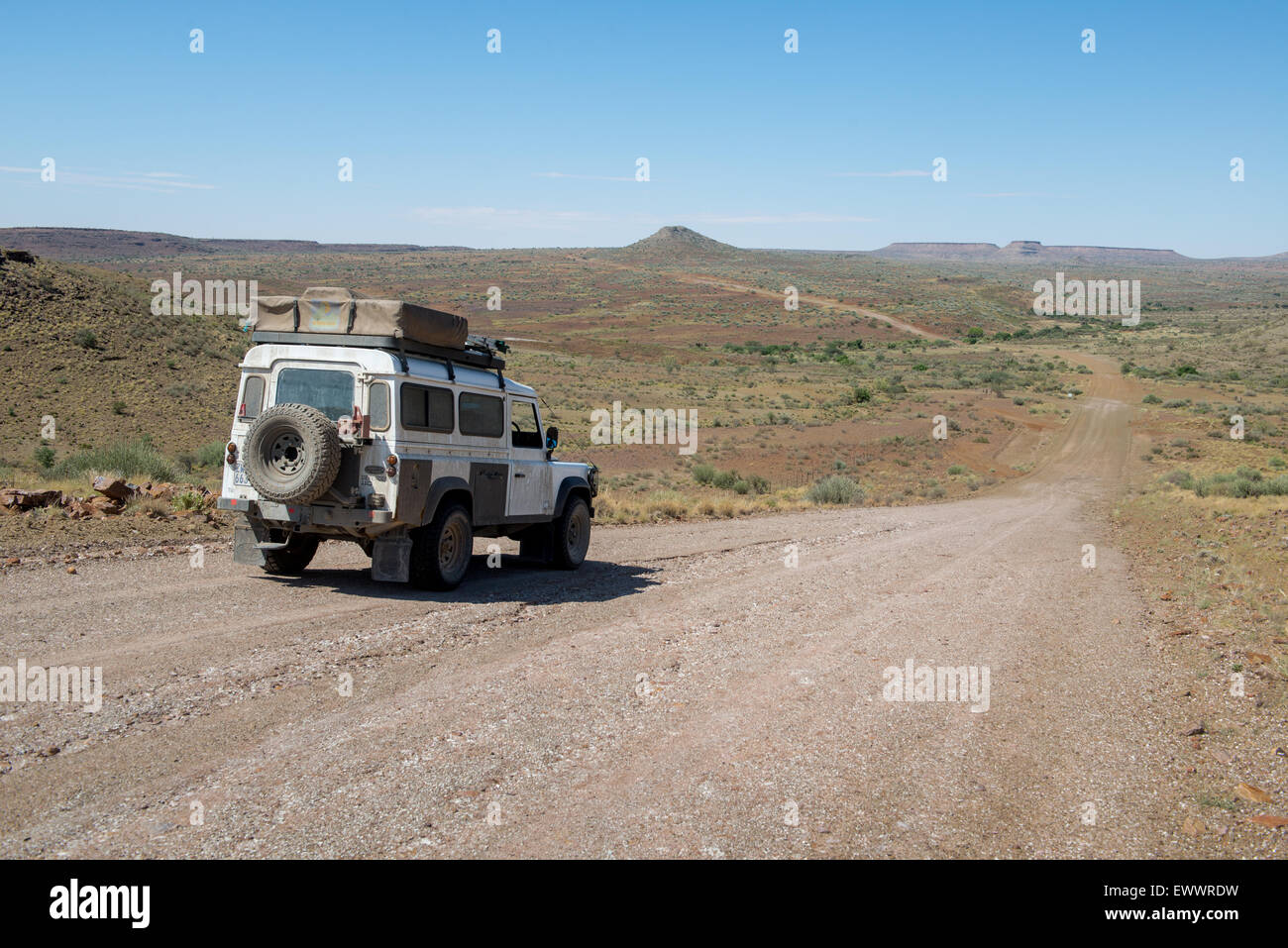 Namibia - Land Rover driving down dirt road Stock Photo - Alamy