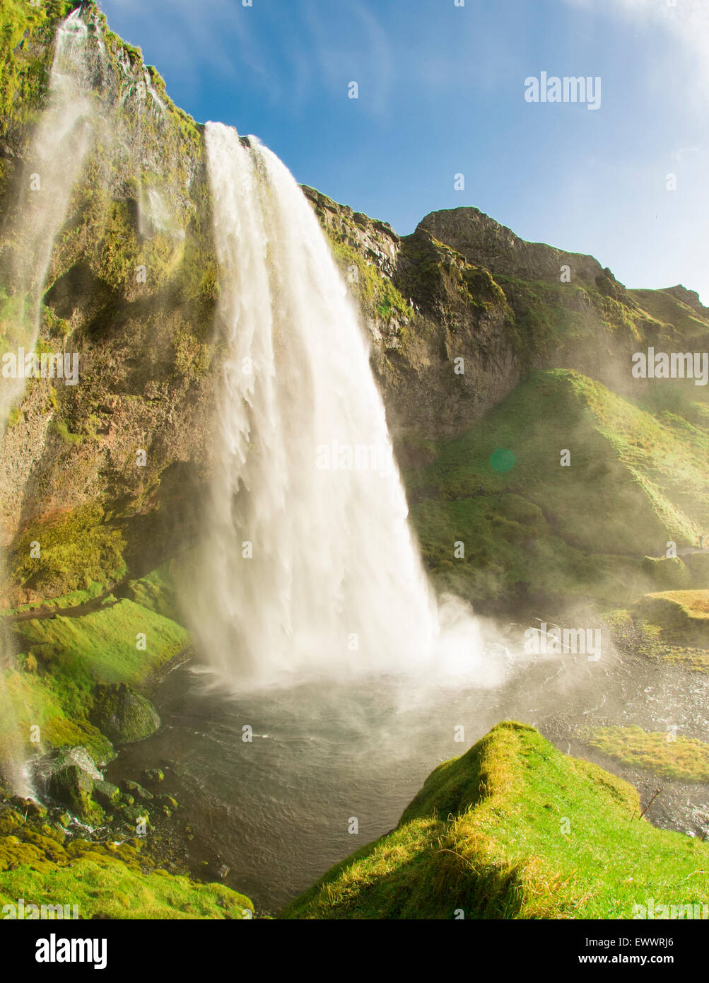 Side view of Seljalandsfoss Waterfall Stock Photo - Alamy
