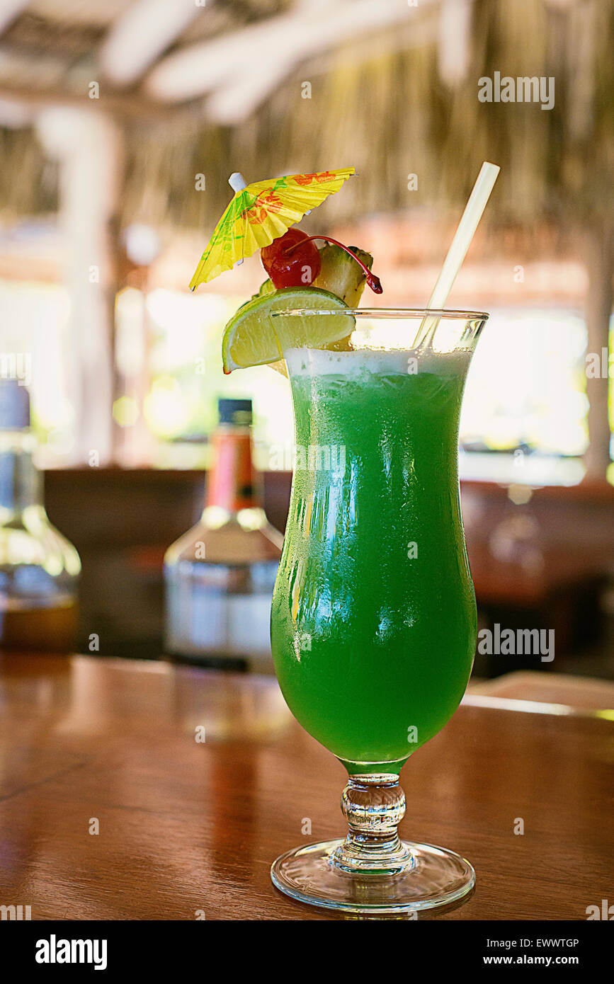The Green Tsunami cocktail at Mata Chica resort in Belize Stock Photo ...